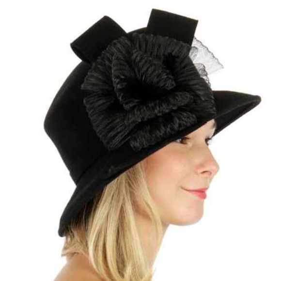 Accessories | Church Formal Wool Hat With Netted Feathered Bow | Poshmark